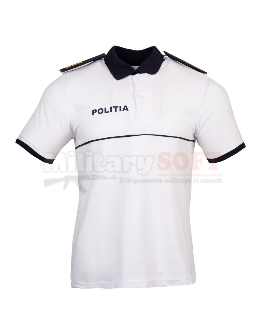 Tricou polo alb POLITIA